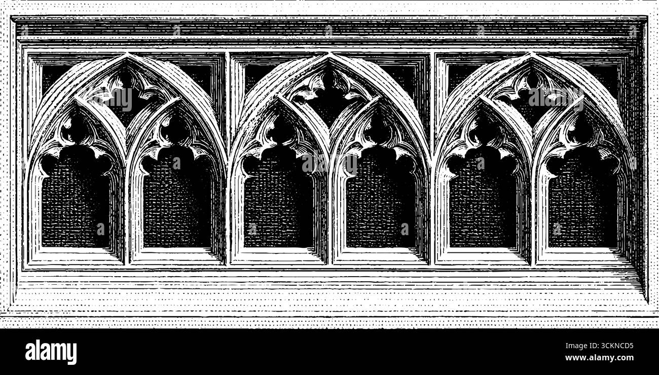 Detailed gothic architecture with intricate tracery design Stock Vector ...