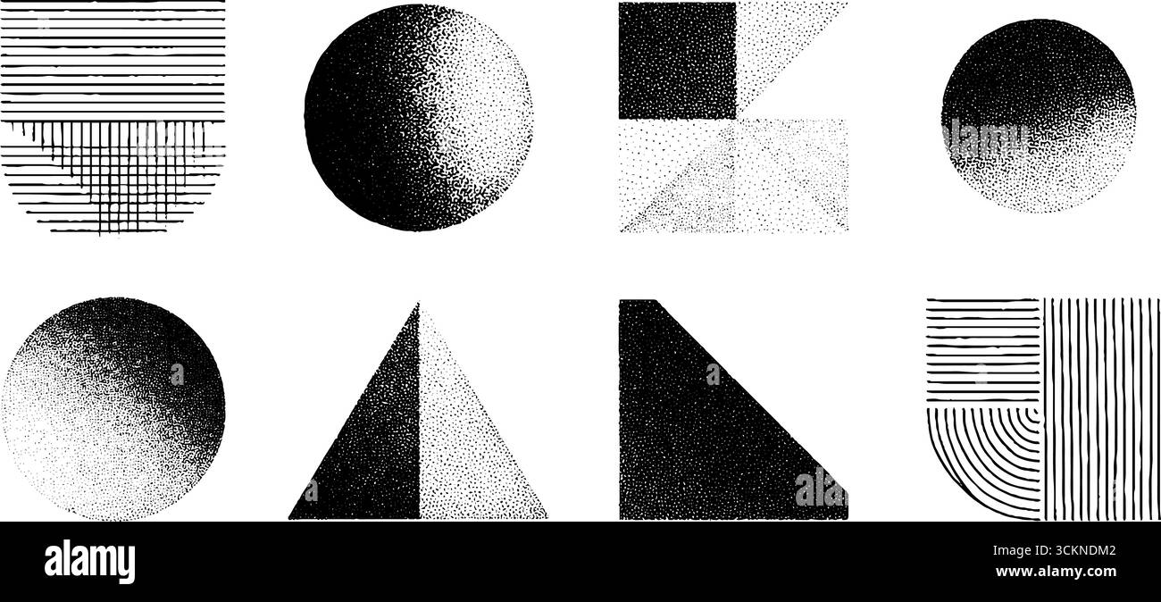 Engraved geometric shapes set for modern design projects Stock Vector ...