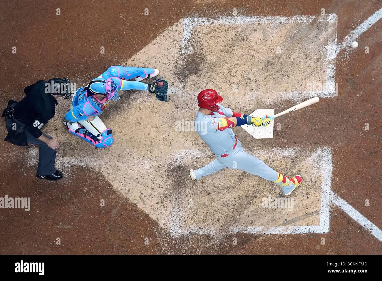 St. Louis Cardinals' Lars Nootbaar hits an RBI single during the sixth ...