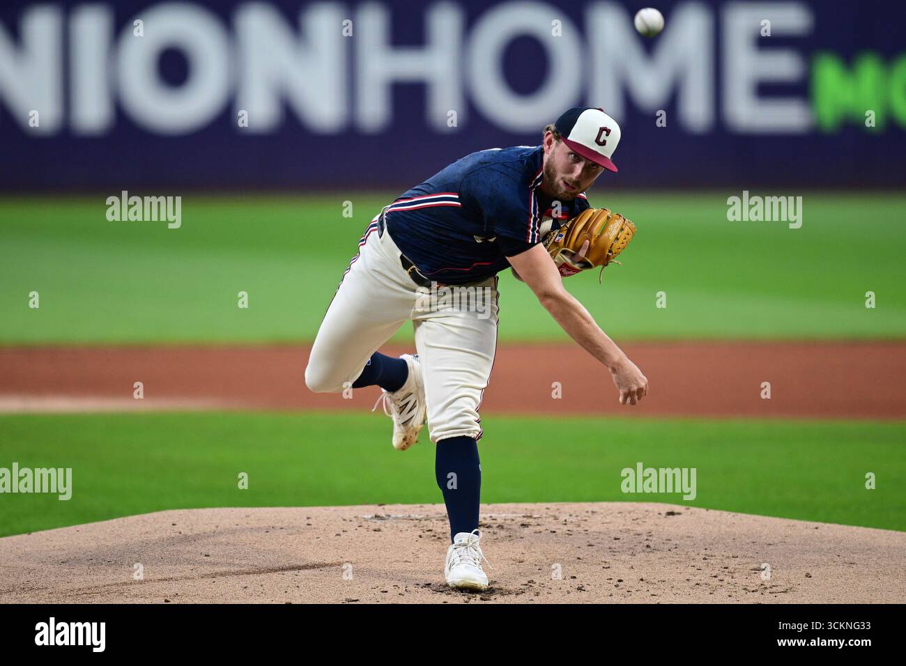 Cleveland Guardians starting pitcher Tanner Bibee delivers during the ...
