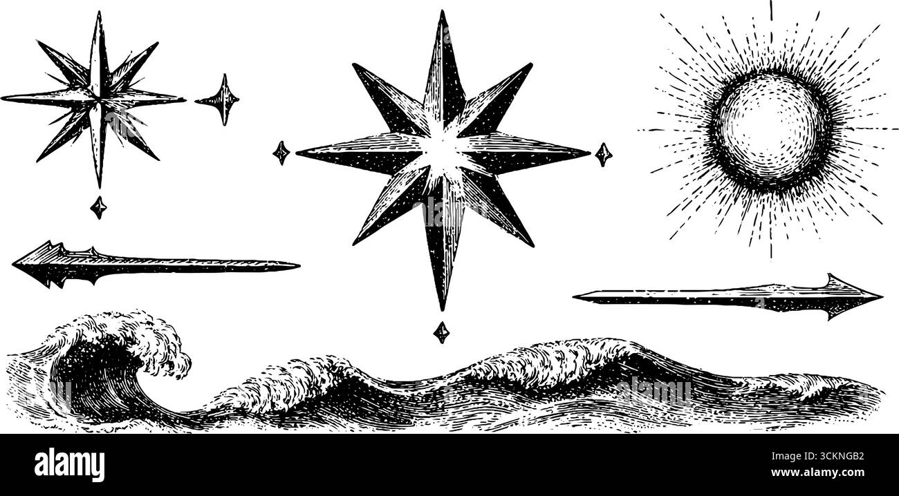 Stars sky engraved Cut Out Stock Images & Pictures - Alamy