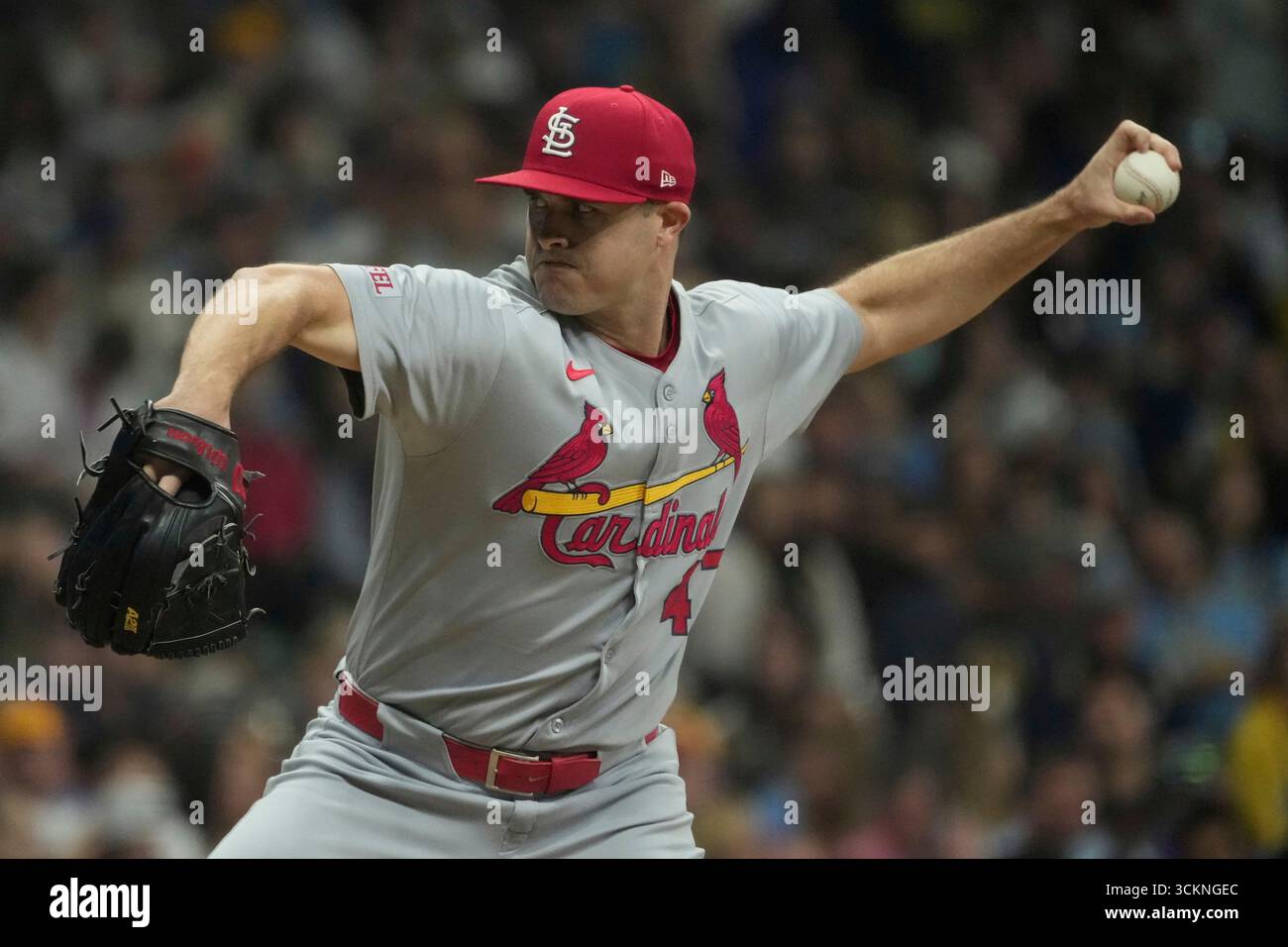 St. Louis Cardinals' John King throws during the sixth inning of a ...