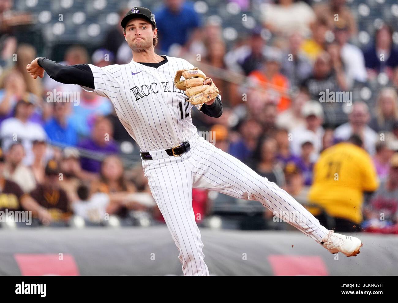Colorado Rockies third baseman Kyle Karros (12) in the first inning of ...