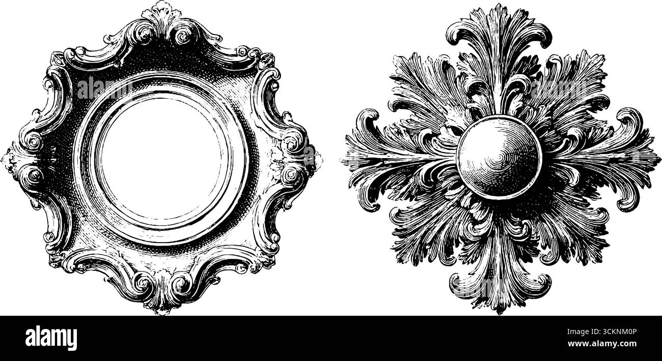 Intricately engraved baroque ceiling medallions for classic interior ...