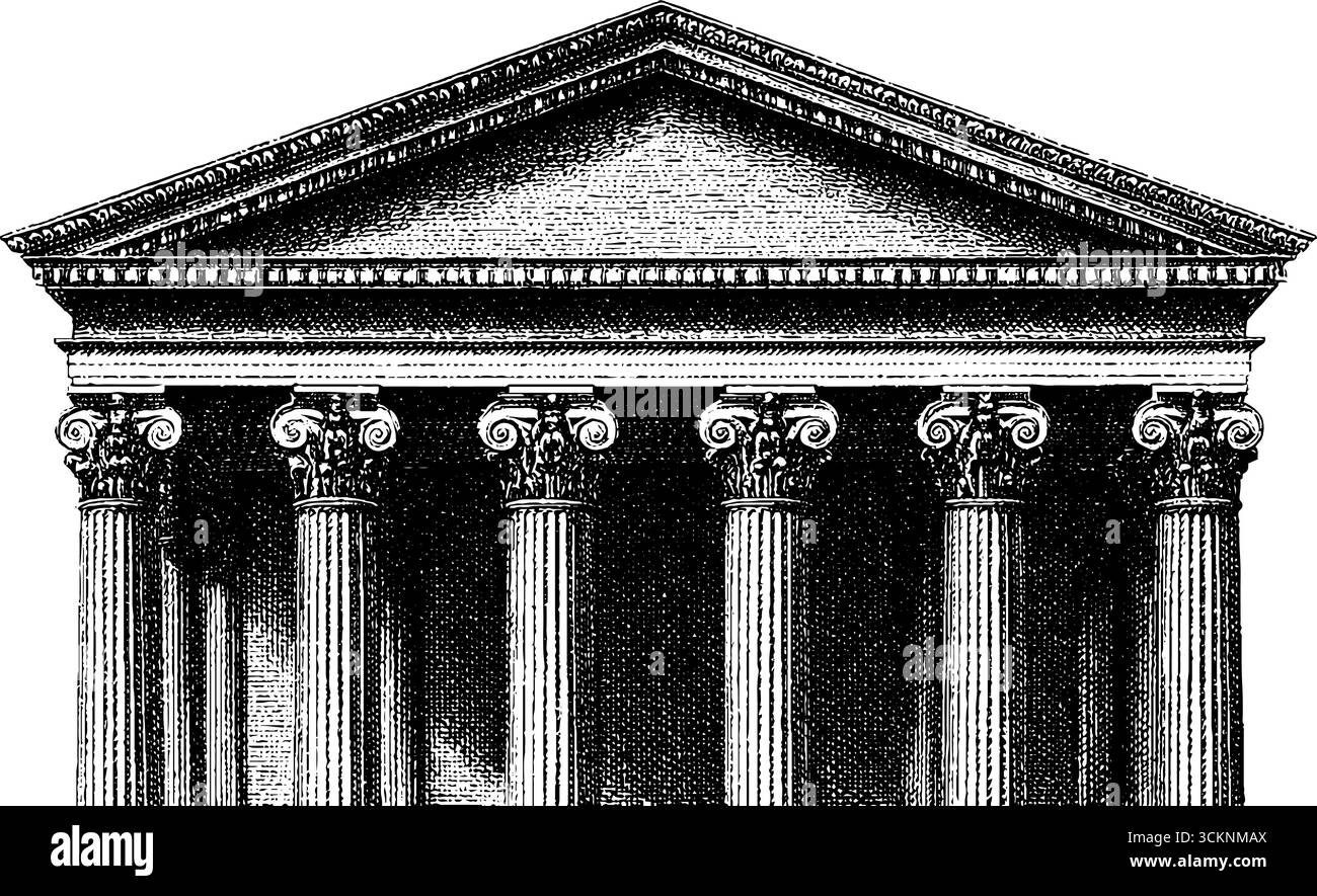 Engraved neoclassical architecture with corinthian columns for ...