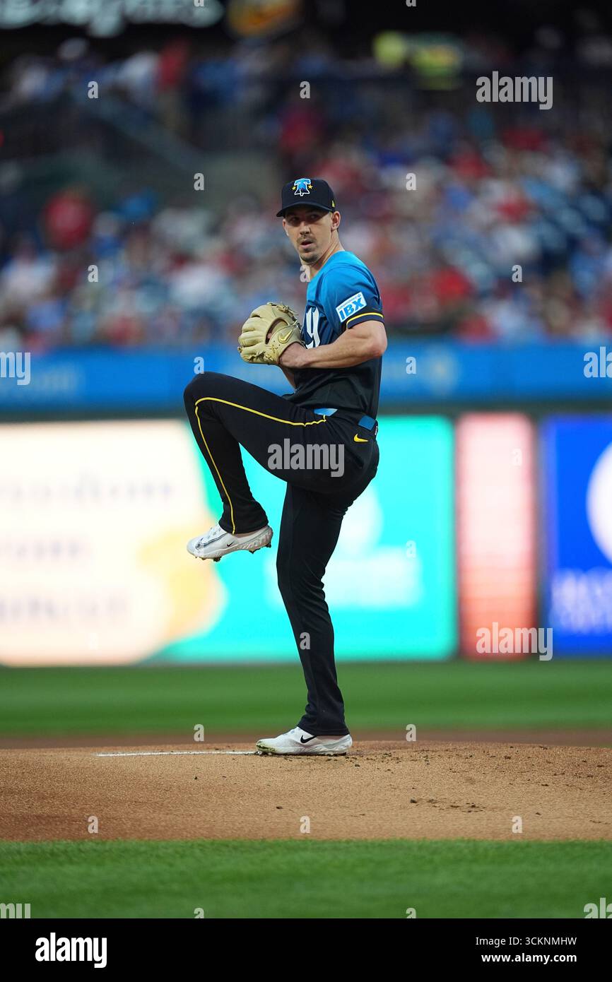 Philadelphia Phillies pitcher Walker Buehler in action a baseball game ...