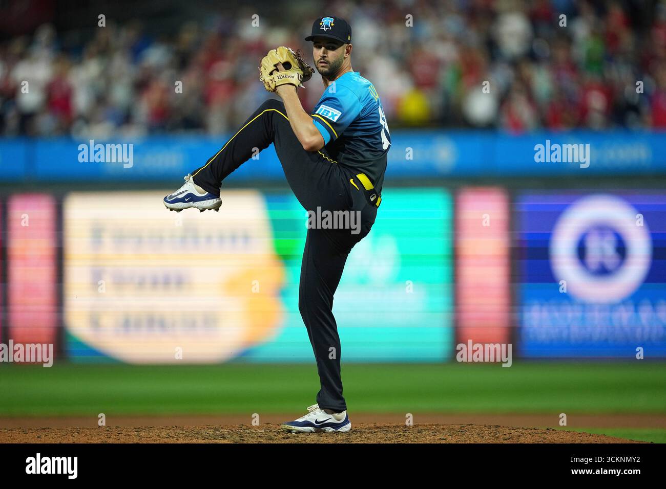 Philadelphia Phillies pitcher Max Lazar in action a baseball game ...