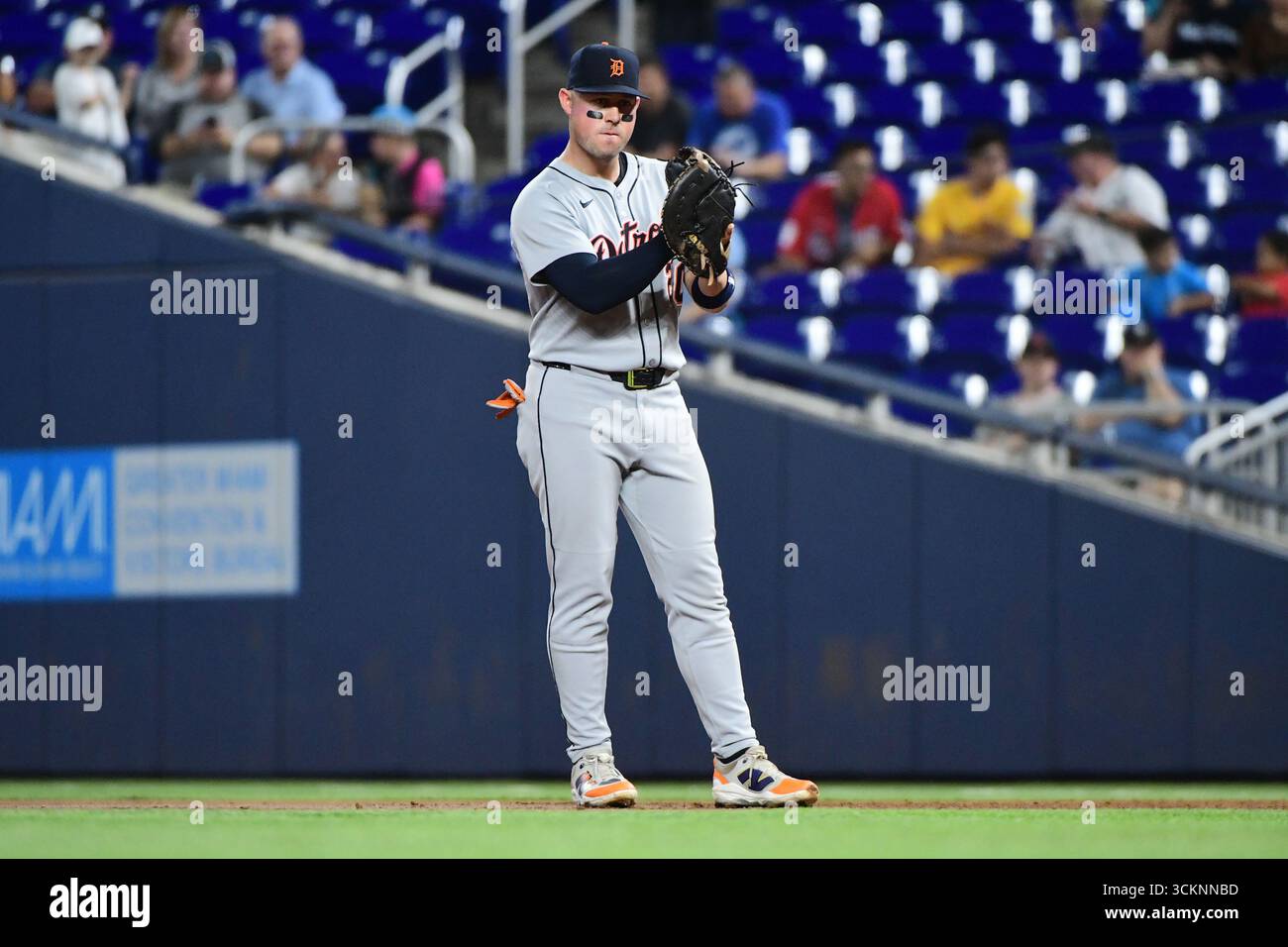 Detroit Tigers first baseman Spencer Torkelson (20) slaps his glove in ...