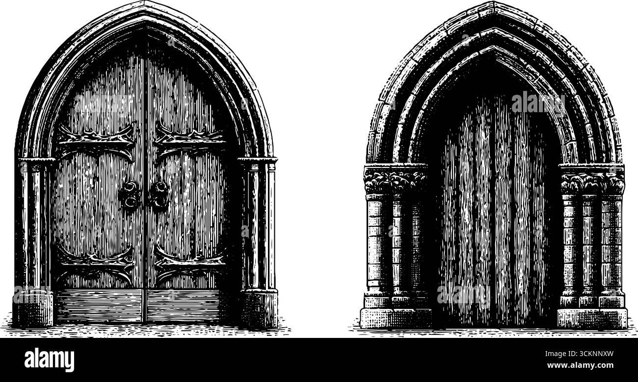 Intricate gothic door engravings - medieval architectural design ...