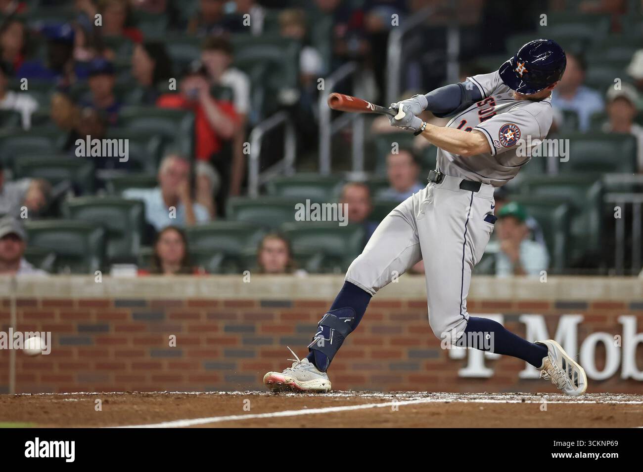 Houston Astros' Zach Cole hits a single in the fifth inning of a ...