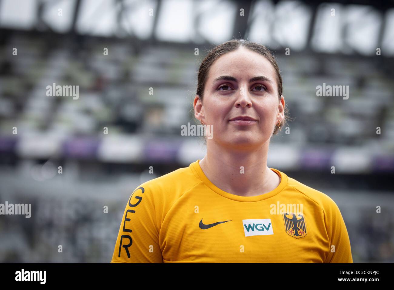 Marike Steinacker (GER) bei der Diskus-Qualifikation an Tag 1 der World ...