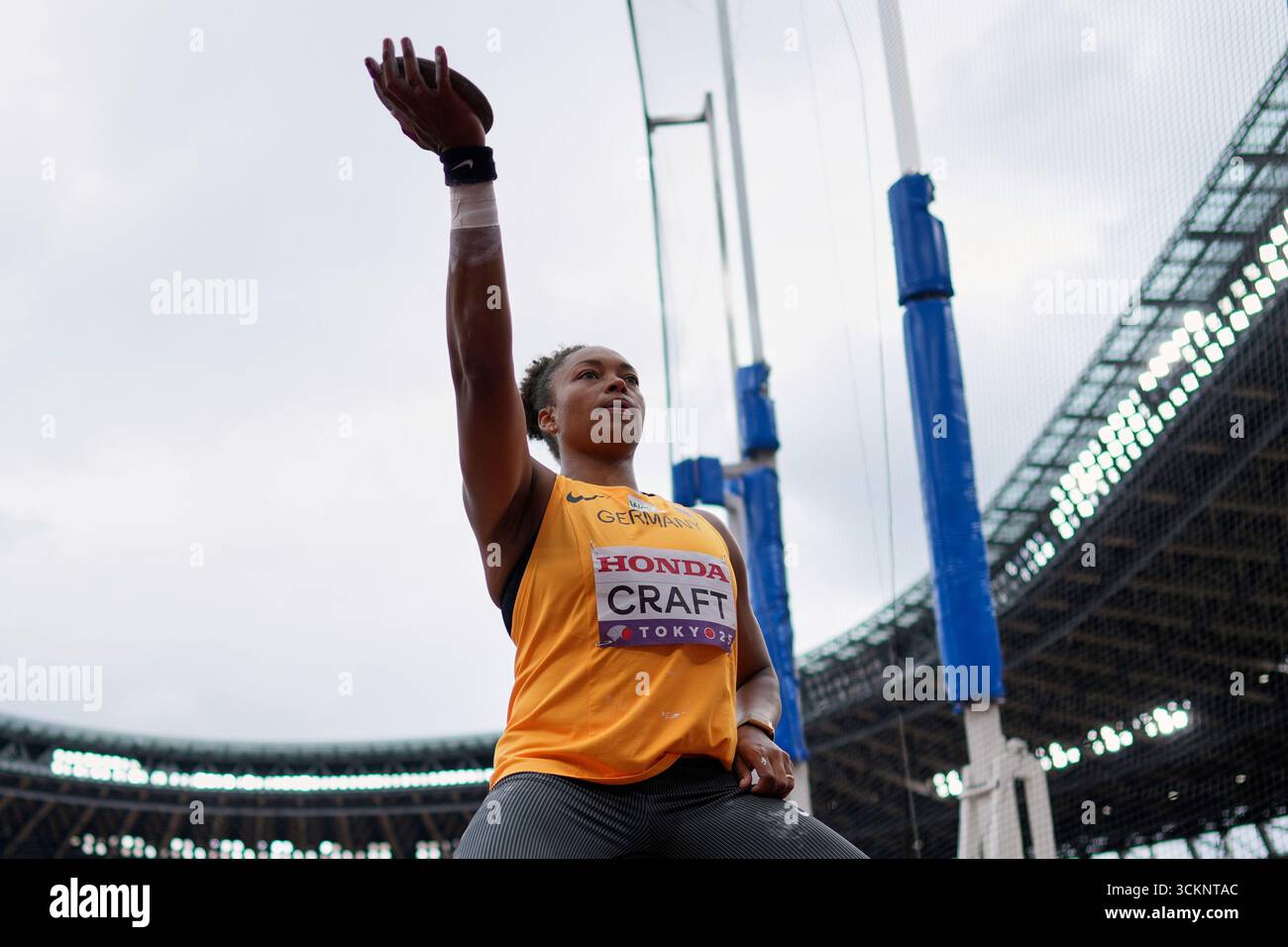 Germany's Shanice Craft makes an attempt in the women's discus throw ...