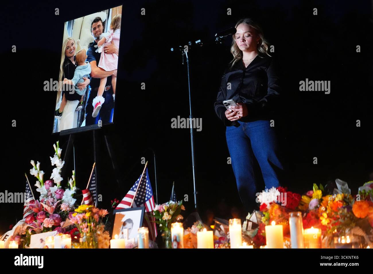 Aubree Hudson, BYU Turning Point chapter president, speaks during a ...