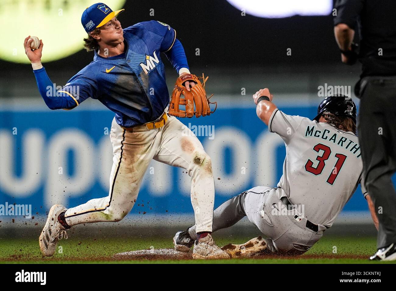 Arizona Diamondbacks' Jake McCarthy (31) is out at second against ...