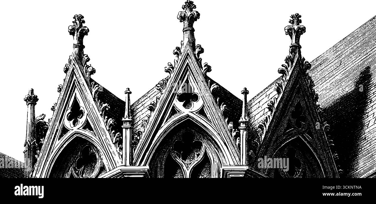 Ornate gothic revival architecture Black and White Stock Photos ...
