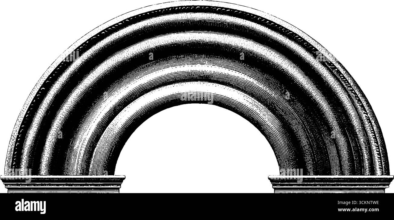 Engraved vintage illustration of intricate vaulted arch for ...