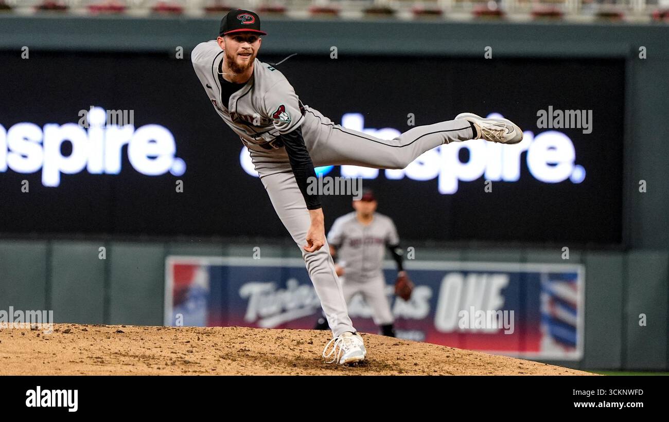 Arizona Diamondbacks pitcher Kyle Backhus (43) delivers in the sixth ...