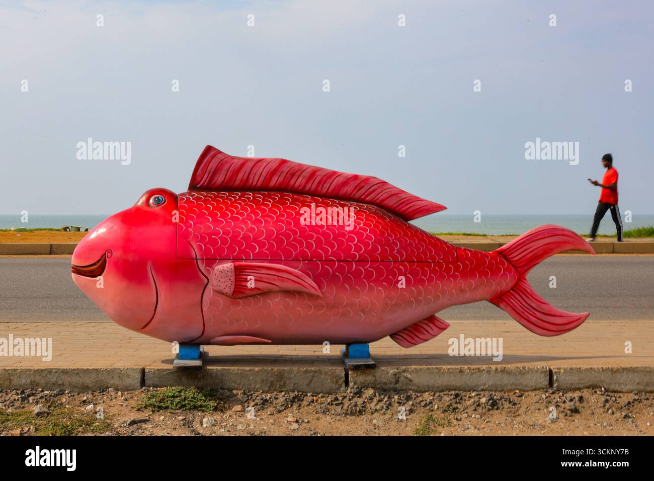 A fish fantasy coffin crafted by Eric Kpakpo Adotey is displayed by the ...