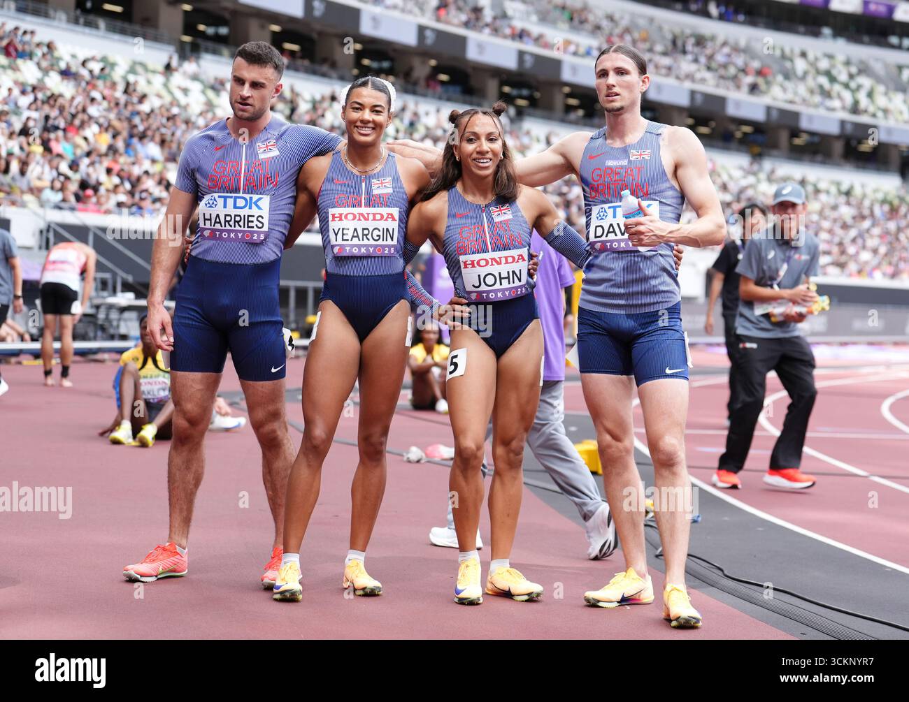 The Great Britain 4x400 mixed relay team (left to right) Toby Harries ...