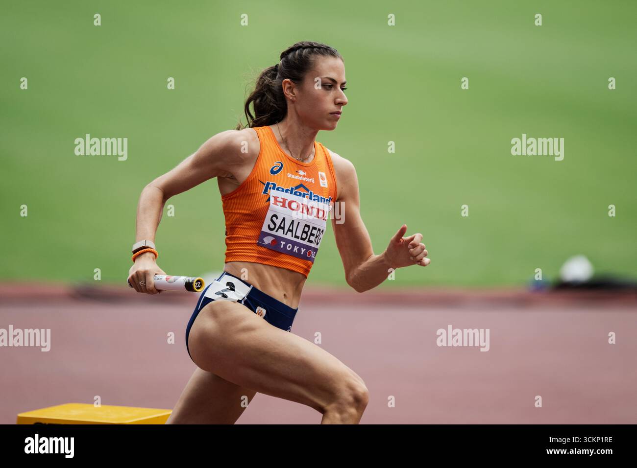 Eveline Saalberg of the Netherlands during the Mixed 4X400m Relay ...