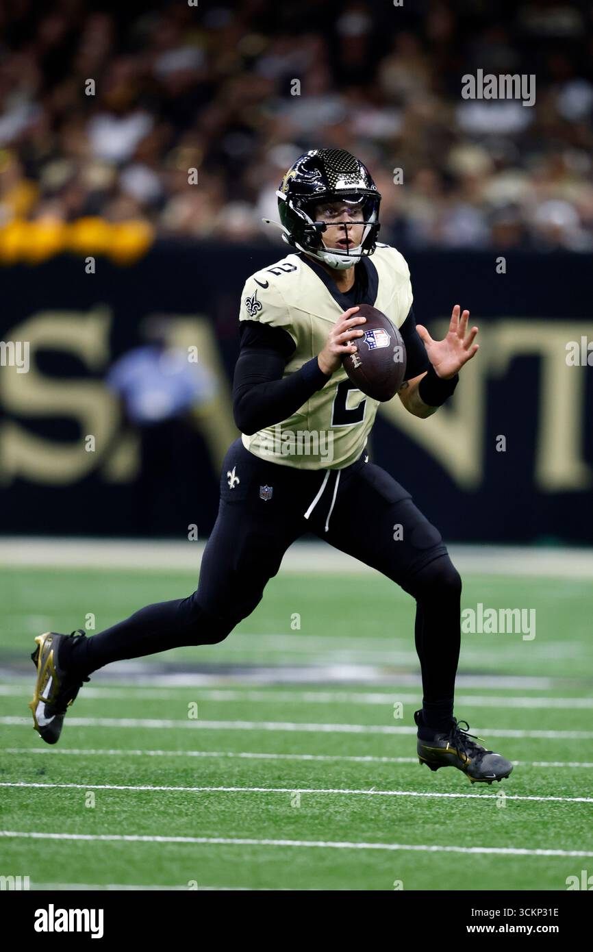 New Orleans Saints quarterback Spencer Rattler (2) runs the ball during ...