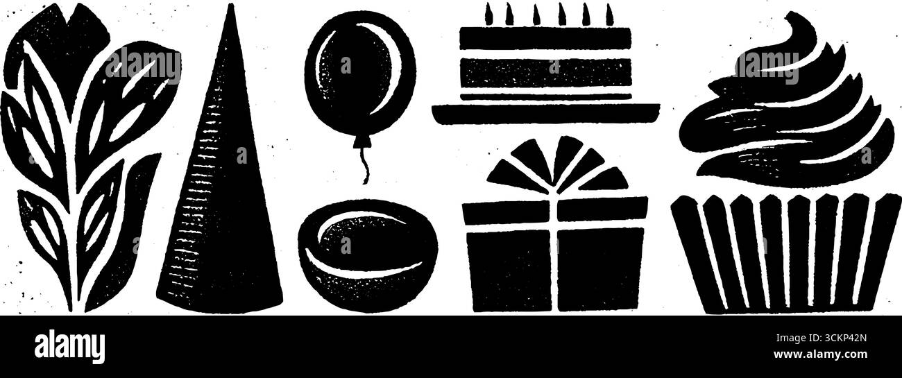 Neo folk art birthday elements for celebratory design Stock Vector ...