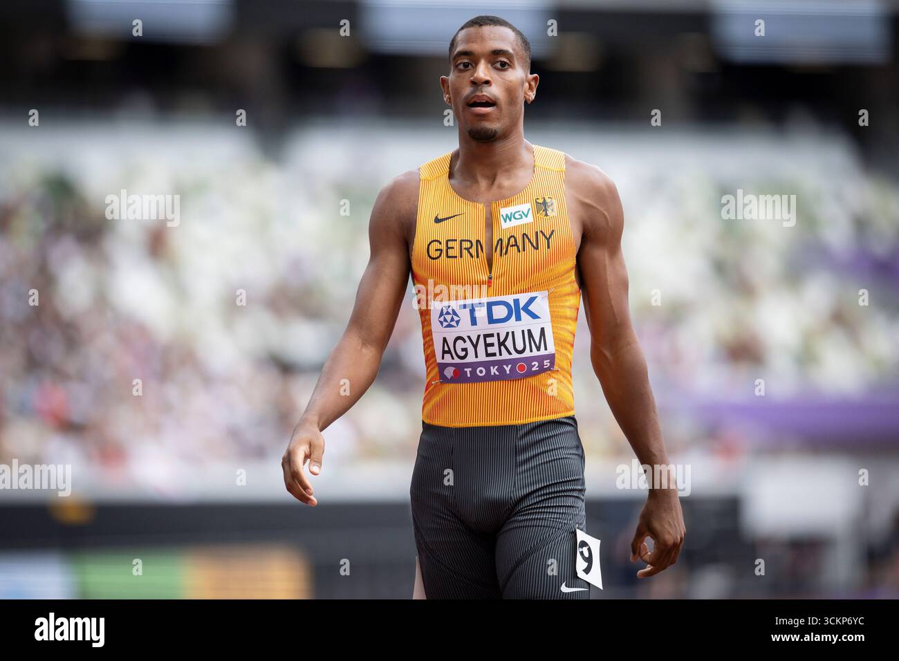 Emil Agyekum (GER) nach der 4x400m-Staffel-Qualifikation an Tag 1 der ...