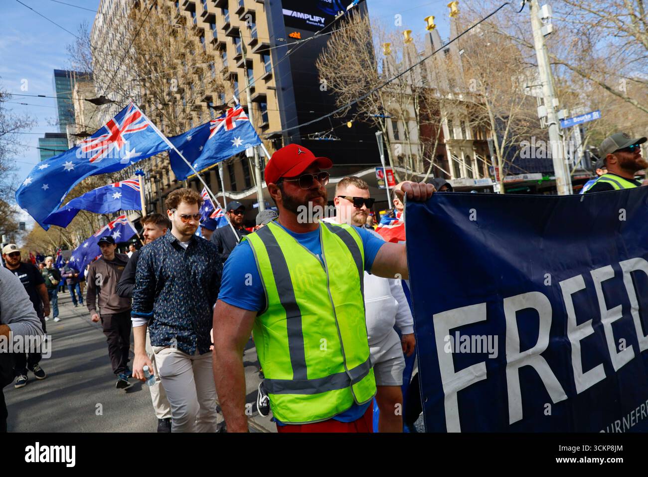 Far-right activists chant slogans during the rally. A far-right rally ...