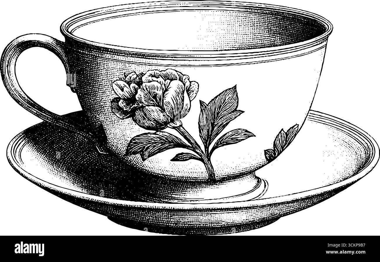 Flower pattern porcelain Black and White Stock Photos & Images - Alamy