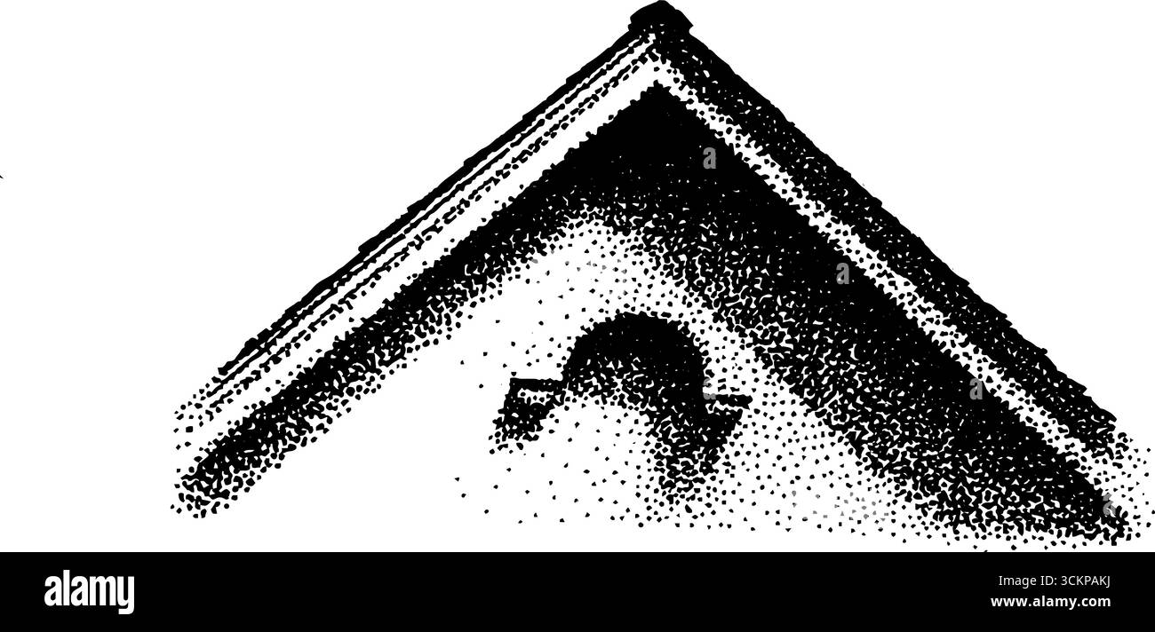 Architectural detail with stippling technique and ink halftone shading ...