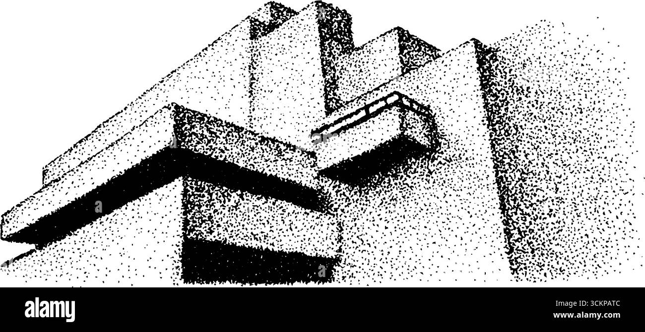 Abstract stippling ink art of geometric architecture structures for ...