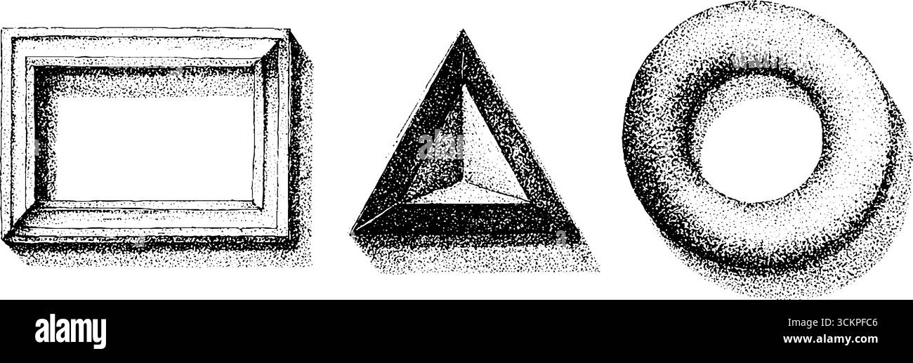 Geometric art composition with rectangular frame, floating triangle ...