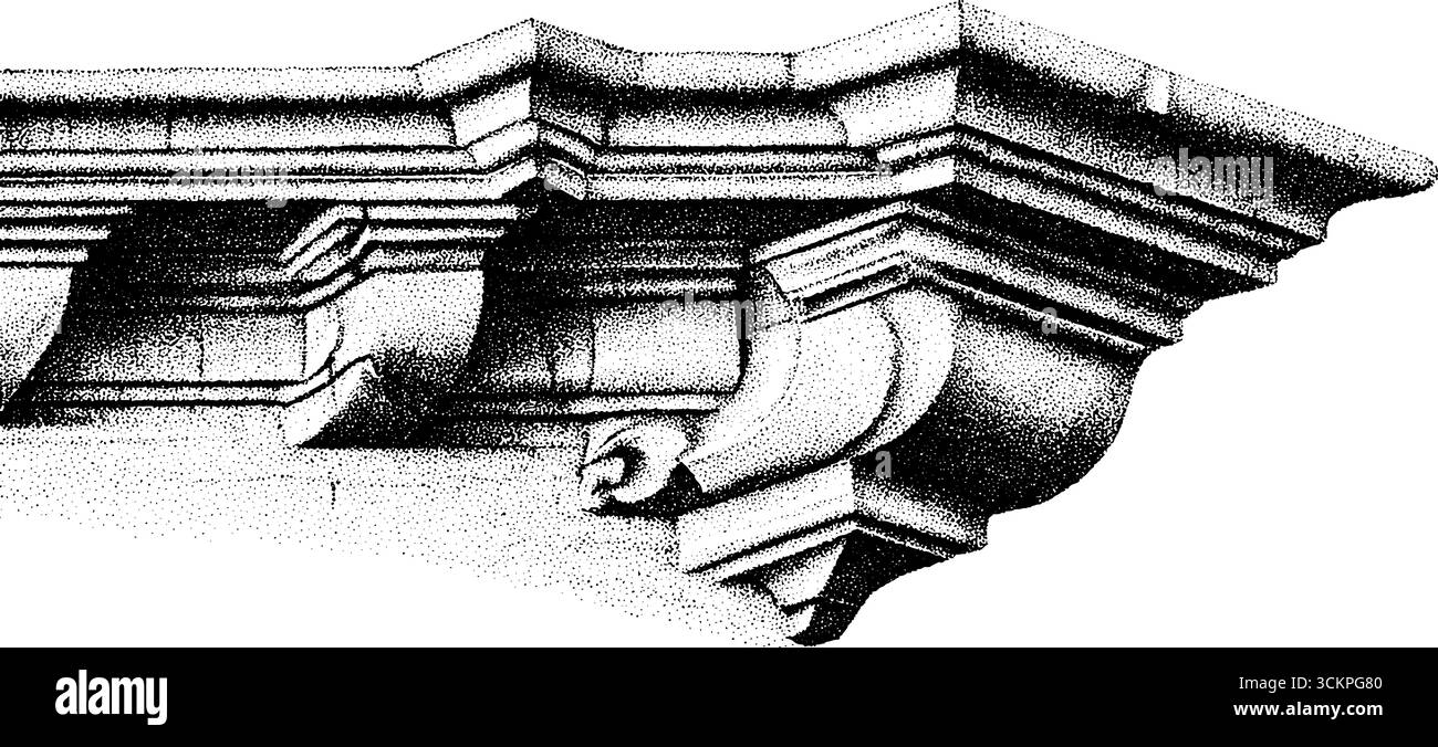 Detailed medieval castle battlement crenellation architecture design ...