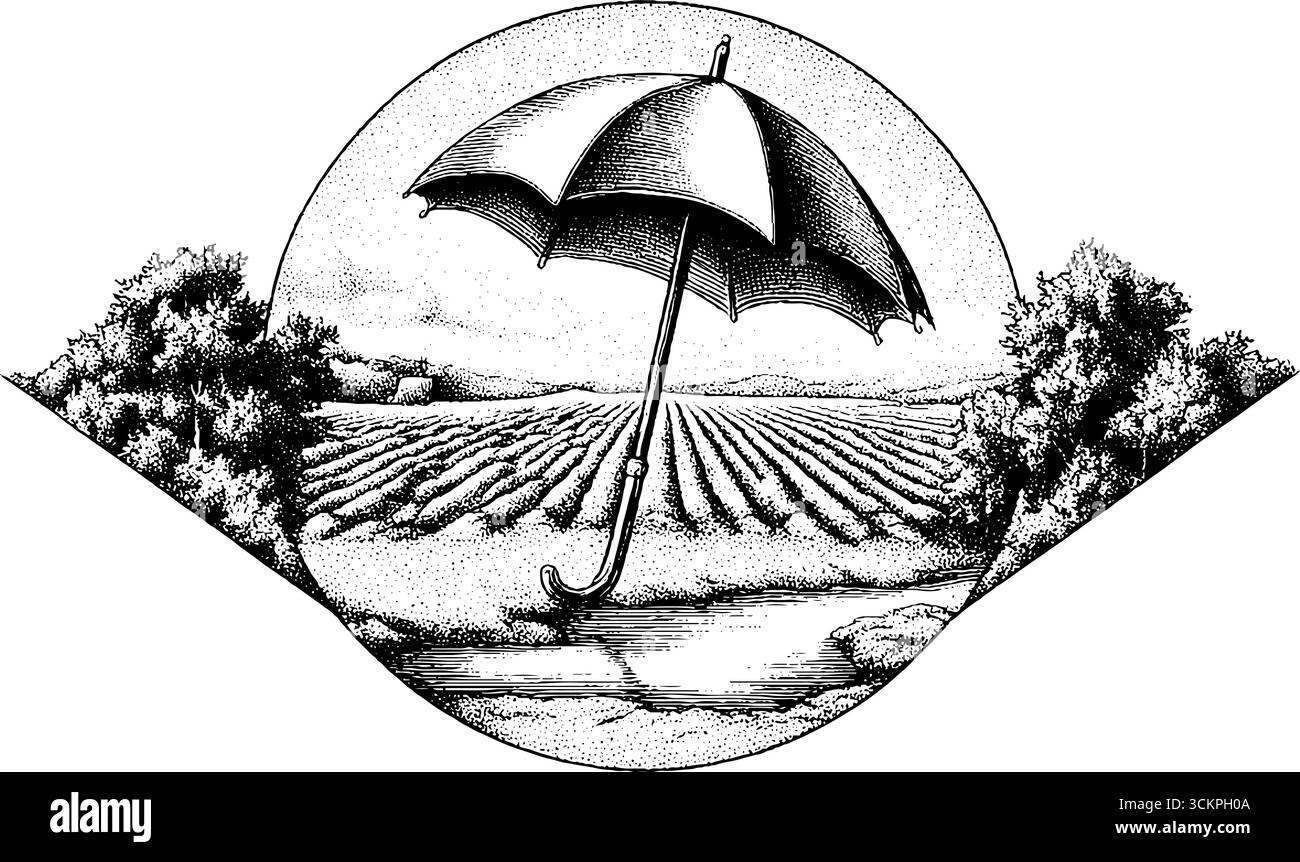 Serene rainy farm scene Stock Vector Images - Alamy
