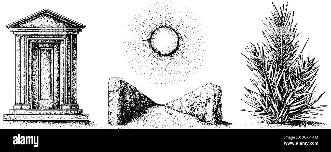 Geometric structures and minimalist landscapes with architectural and ...