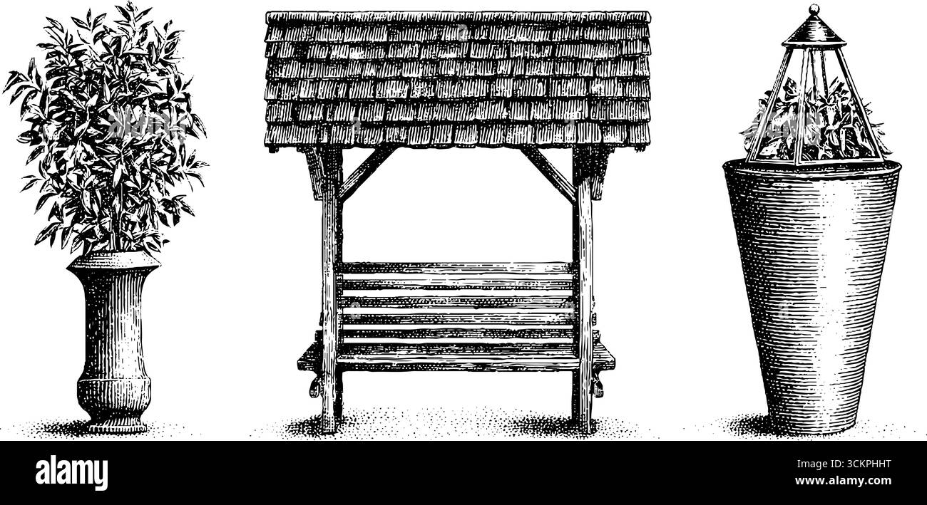 Wooden planters garden Stock Vector Images - Alamy