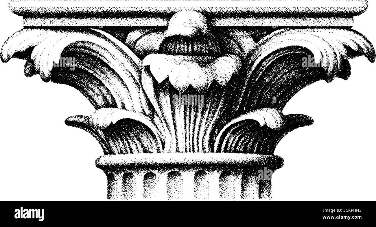 Renaissance architecture pilaster with entablature fragment for design ...