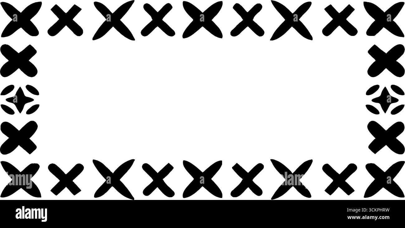 Mysterious magic runes silhouette border in high contrast black design ...