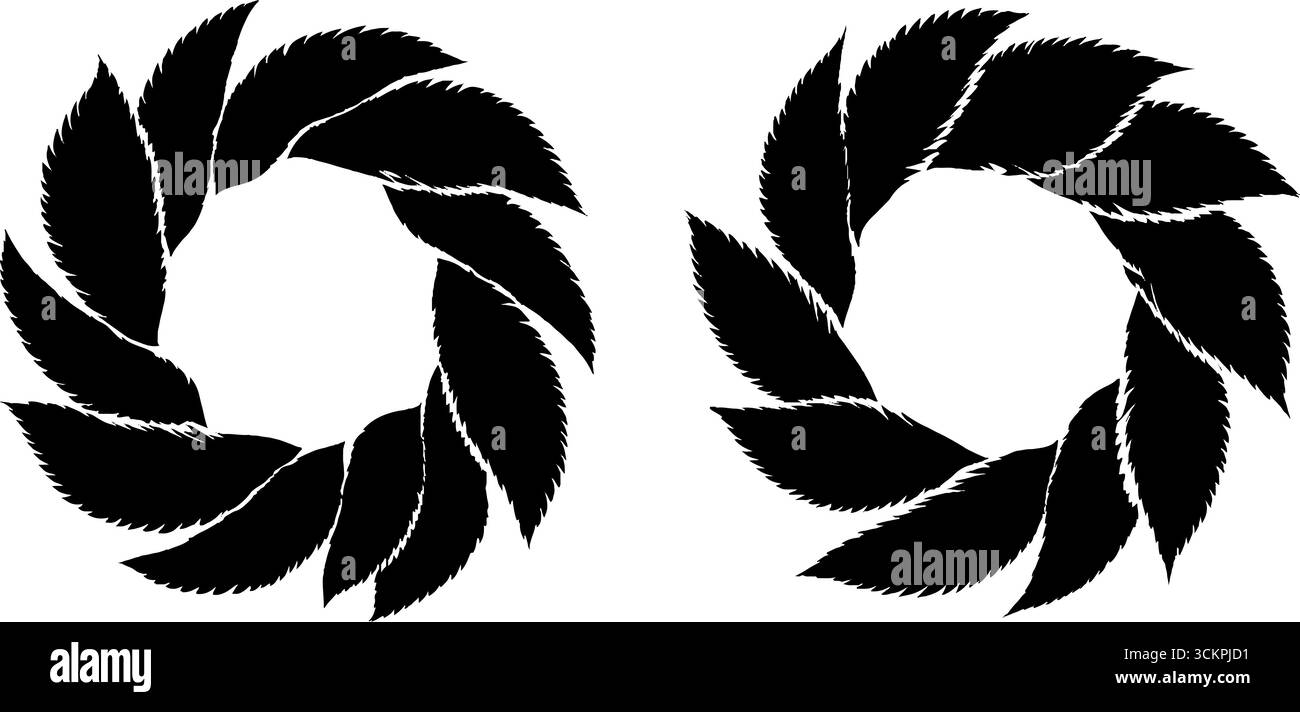 Abstract swirl art with deco arc and leaf patterns for creative design ...