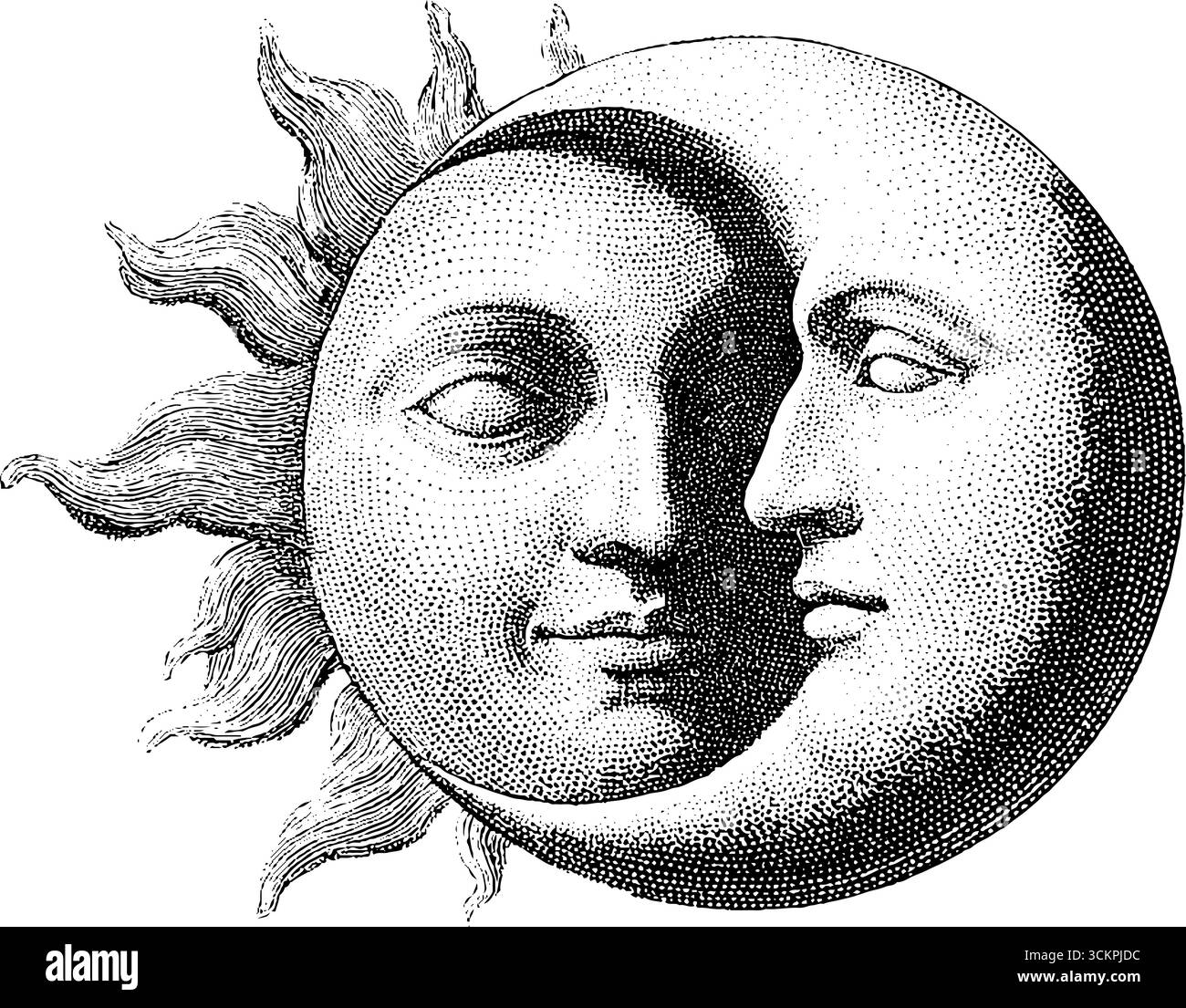 Minimalist yin yang sun and moon design with dotted texture Stock ...