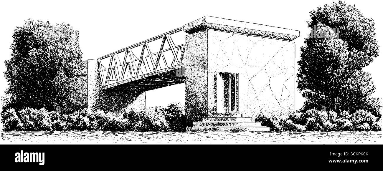 Modern architectural design featuring exposed concrete framework and ...