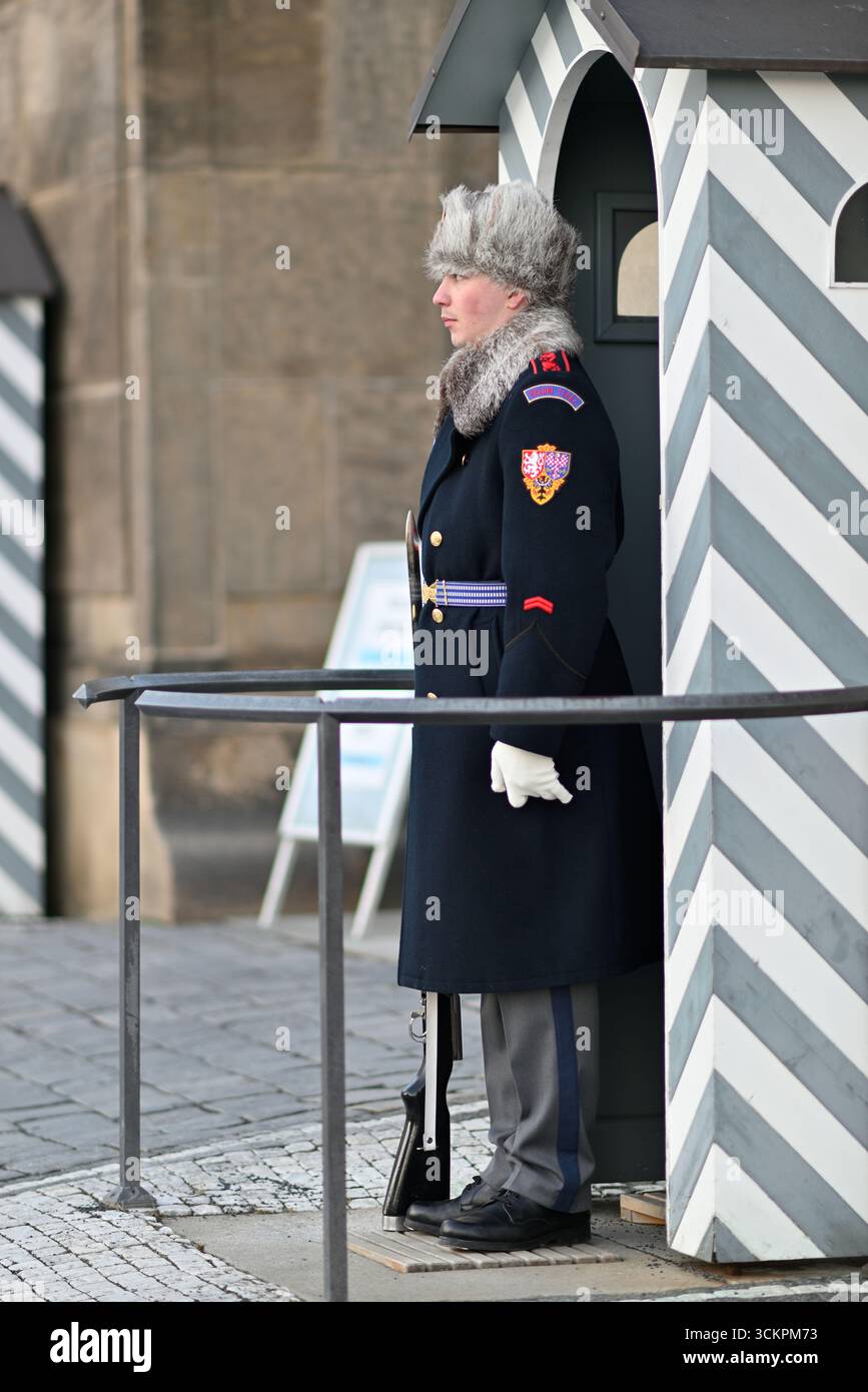 Soldier of Prague Castle guard, military unit in charge of guarding the ...