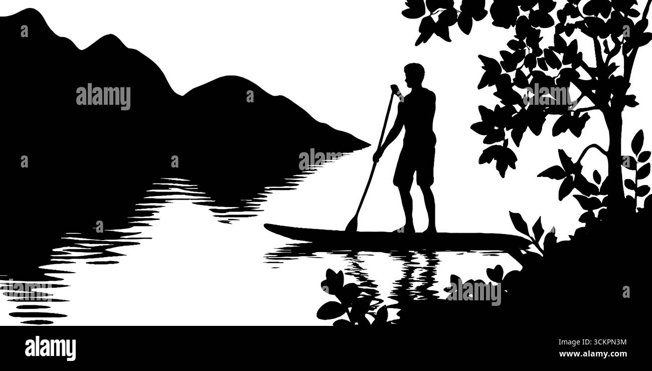 Serenity paddleboarding silhouette person hi-res stock photography and images - Alamy