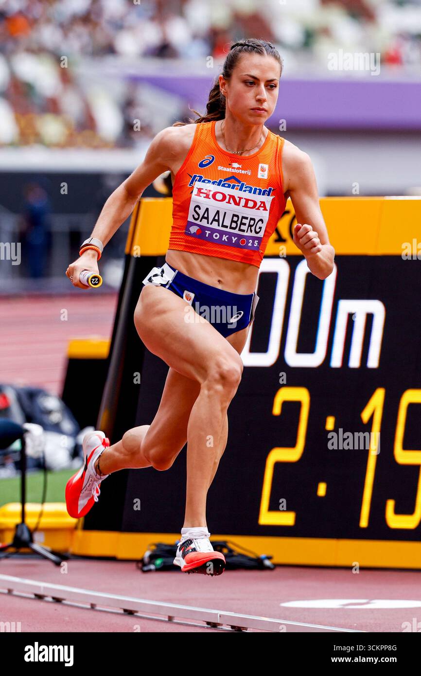 Eveline Saalberg of the Netherlands competing in the Mixed 4x400 Metres ...