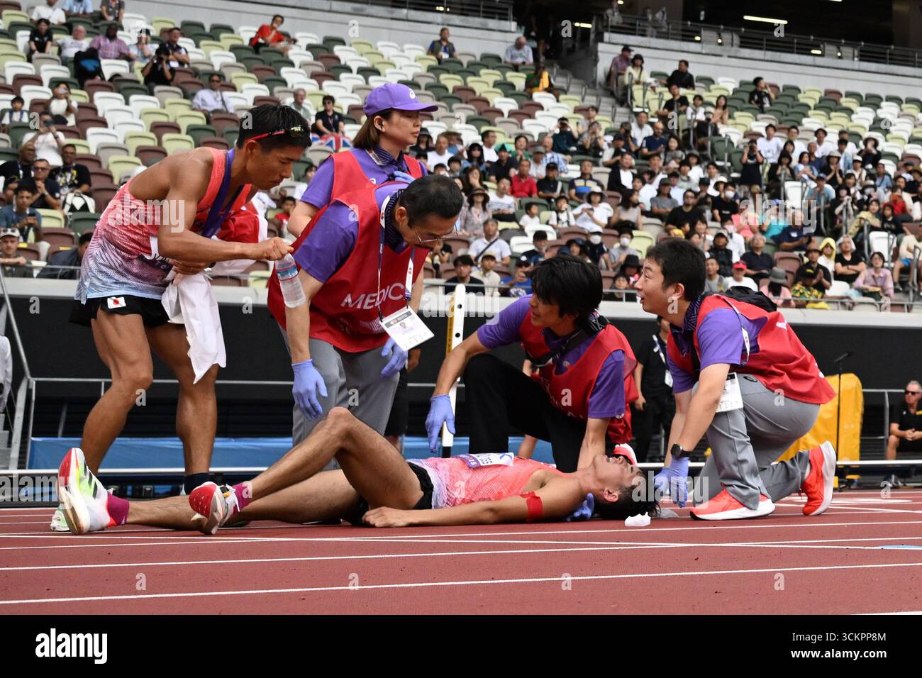 Tokyo, Japan. 13th Sep, 2025. Kawano Masatora of Japan lies on the ...