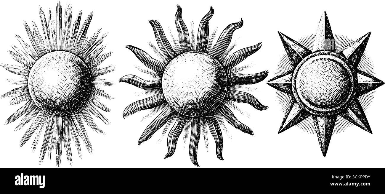 Vintage radial explosion and skewed star designs for creative projects ...