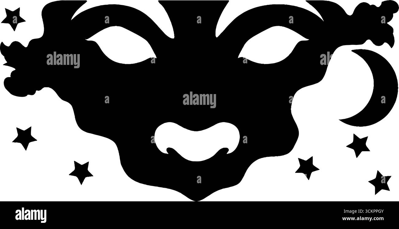 Clown face silhouette with stars and moon banner for carnival design ...