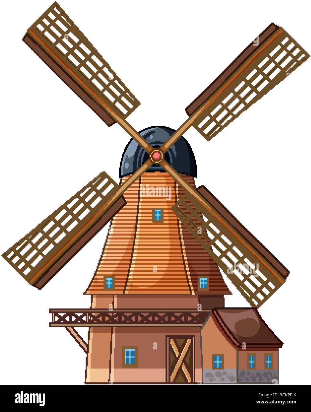 Old brick windmill with wooden blades Stock Vector Images - Alamy
