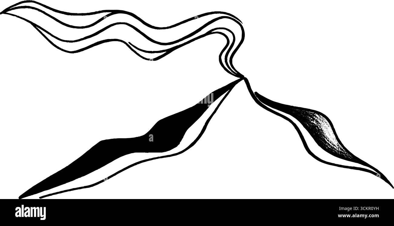 Abstract volcanic eruption line art design for artistic illustrations ...