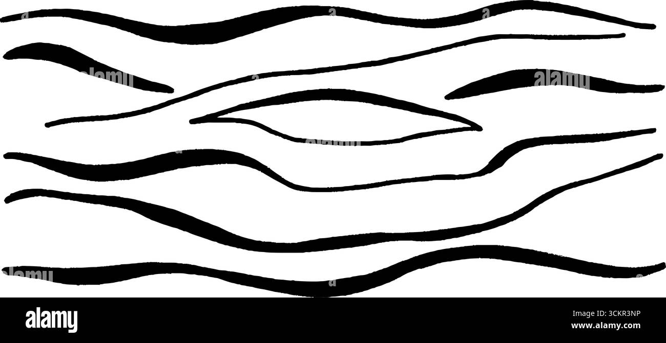 Minimalist line art illustration of calm lake ripples for tranquil ...